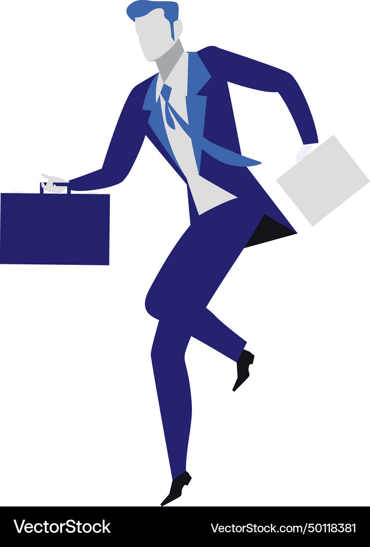 Busy businessman run icon on white Royalty Free Vector Image
