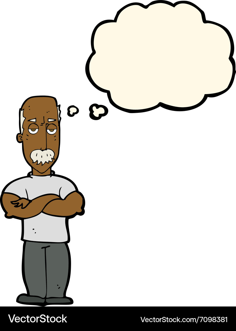 Cartoon angry man with mustache thought Royalty Free Vector