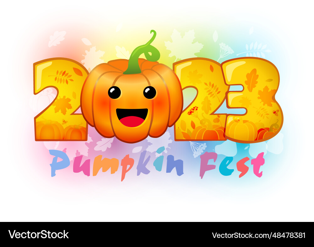 Hello fall 2023 pumpkin fest holiday banner Vector Image