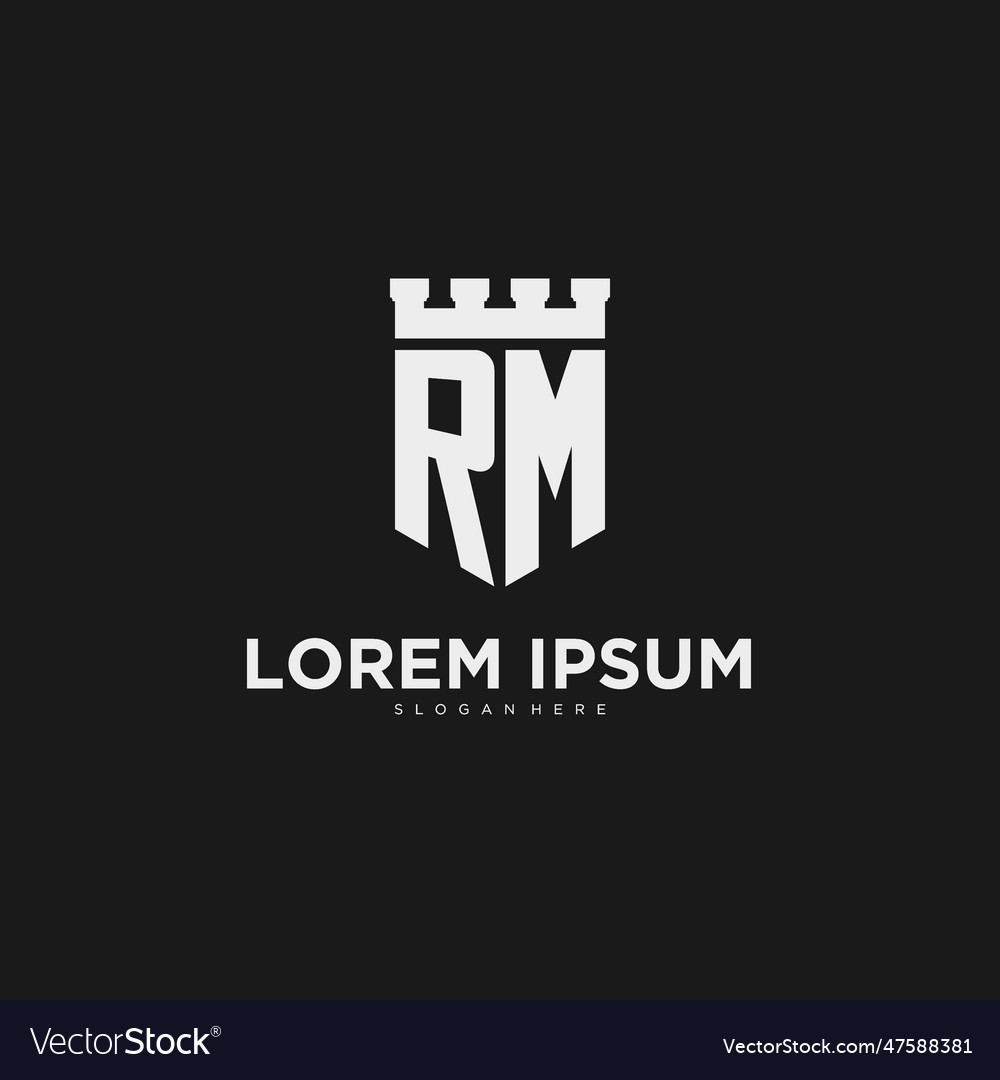 Initials rm logo monogram with shield Royalty Free Vector