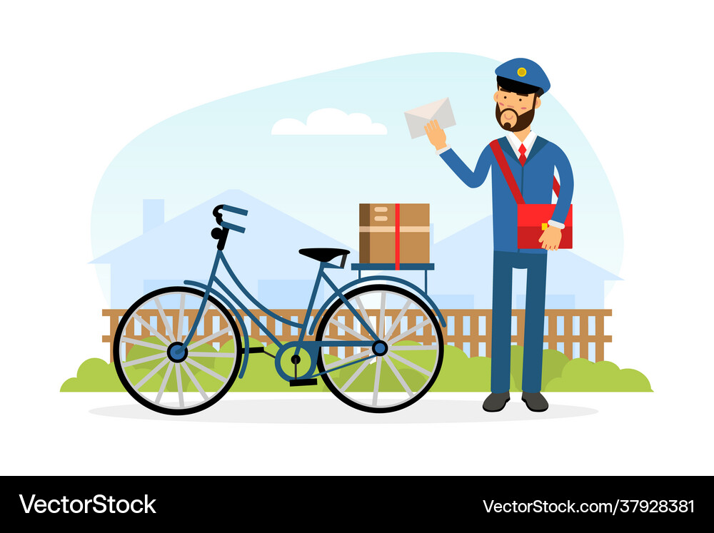 Mail carrier or mailman as employee postal Vector Image