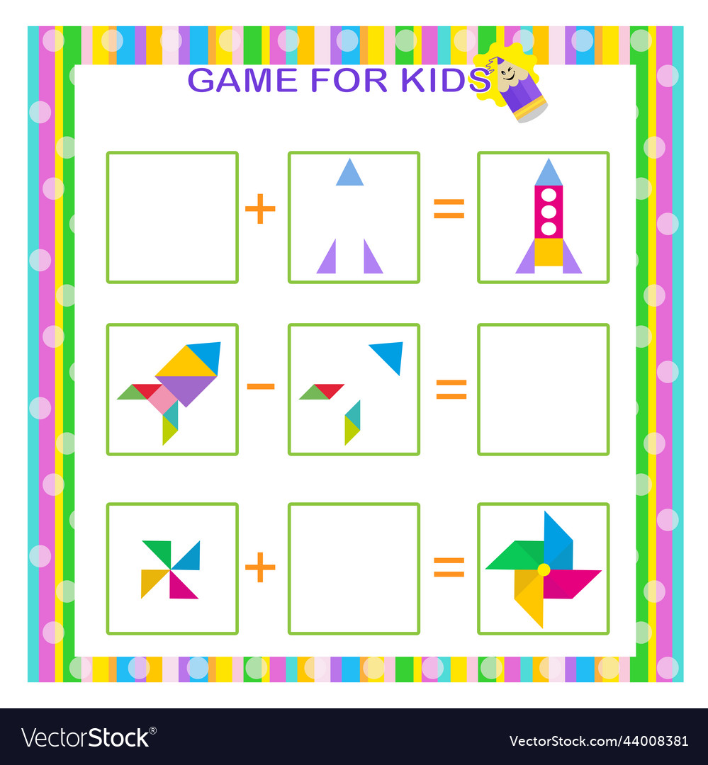 Math game for kids addition and subtraction Vector Image