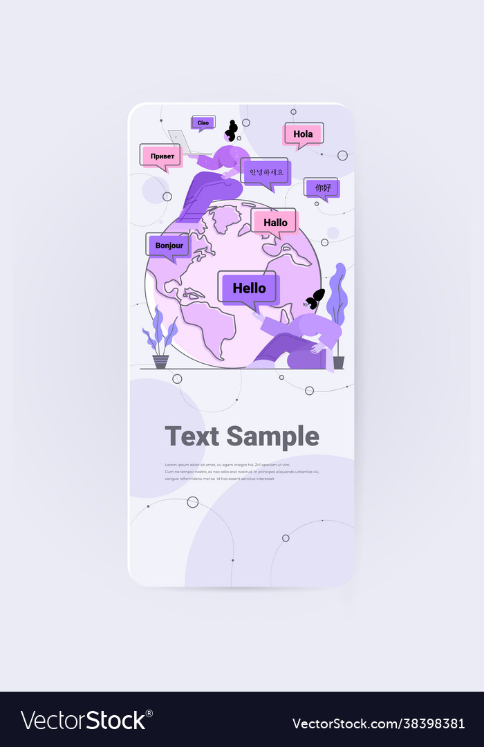 People using translation application multilingual Vector Image