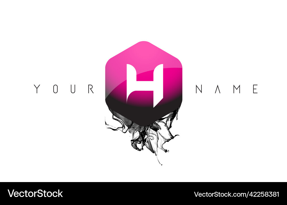 Purple glossy shape h letter logo design Vector Image