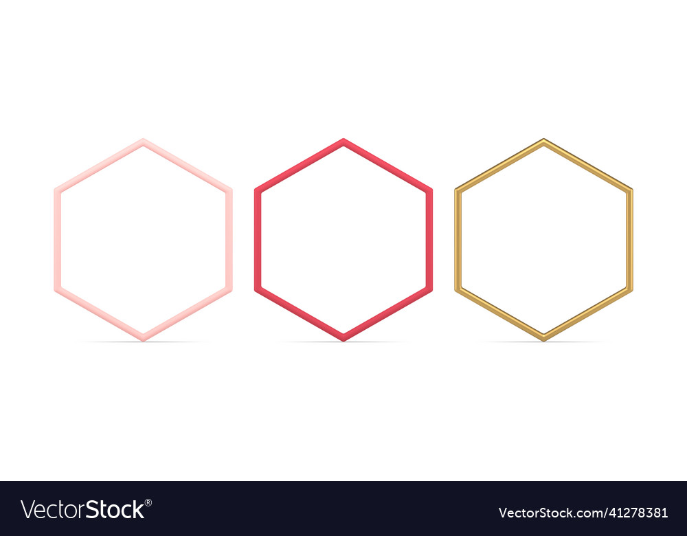 Realistic hexagonal diamond metallic border shape Vector Image Realistic hexagonal diamond metallic border shape Vector Image