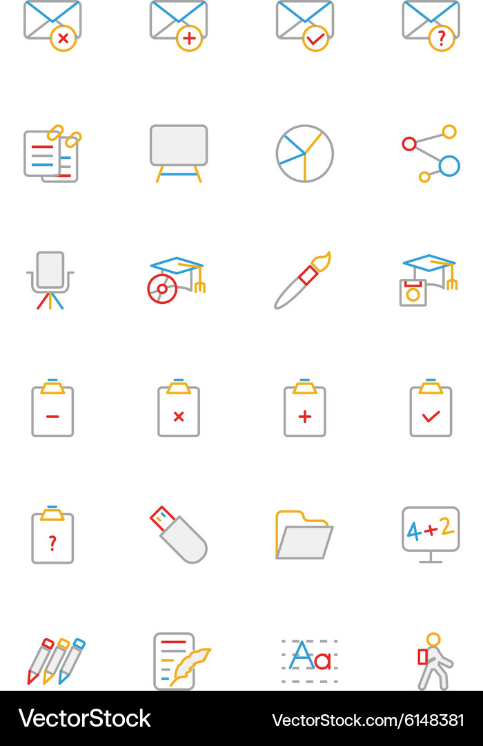 School and Education Colored line Icons 8 Vector Image