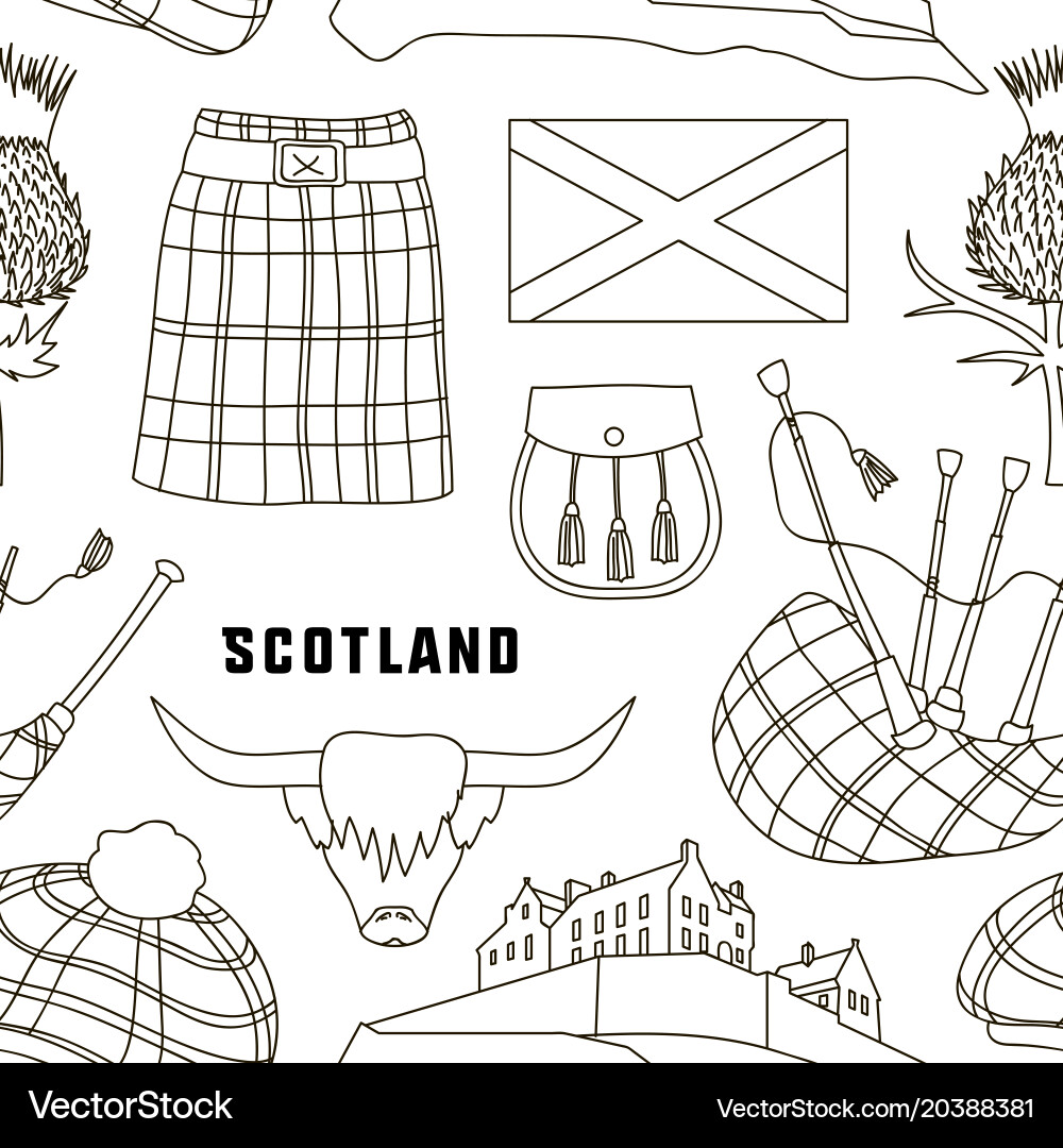 Scotland country set icons pattern Royalty Free Vector Image