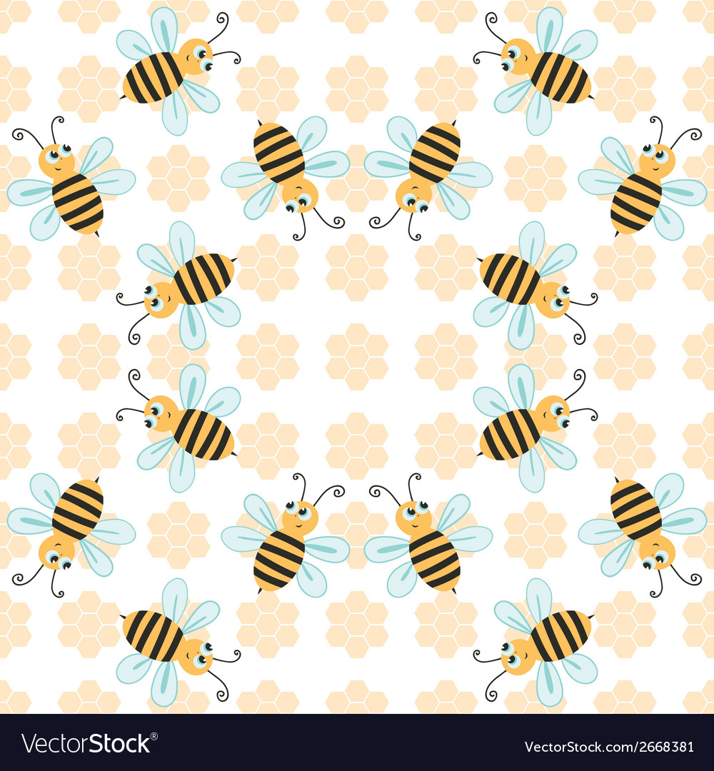 Seamless pattern with bees Royalty Free Vector Image