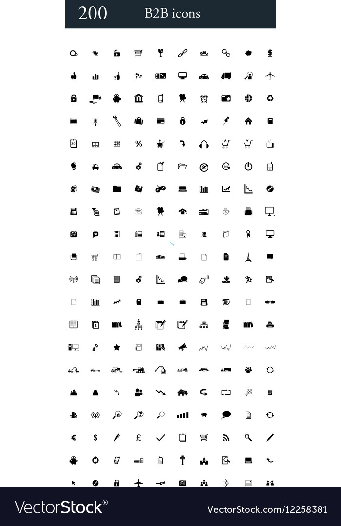 Set of 200 b2b icons Royalty Free Vector Image