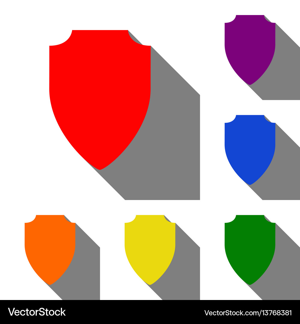 Shield sign set of red orange Royalty Free Vector Image