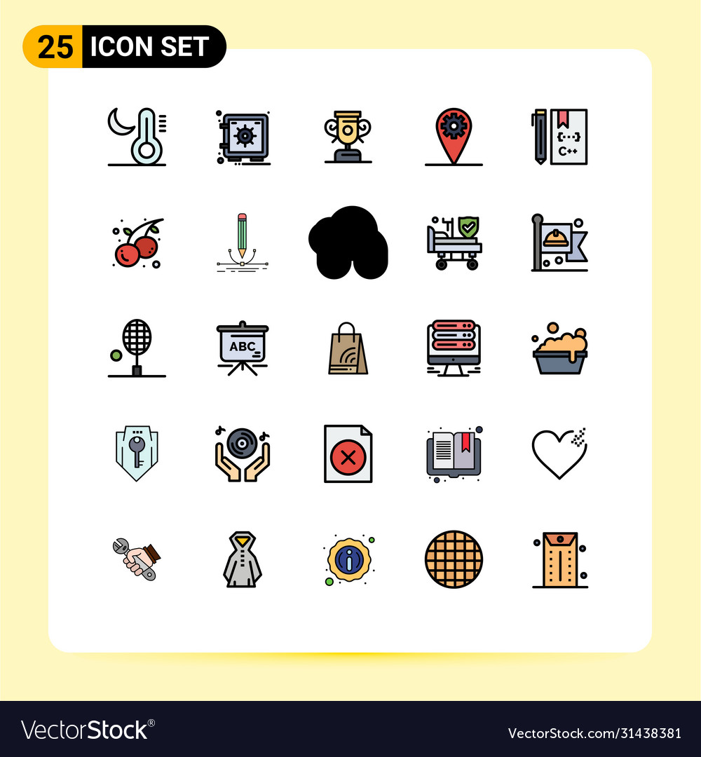 Stock icon pack 25 line signs and symbols for Vector Image