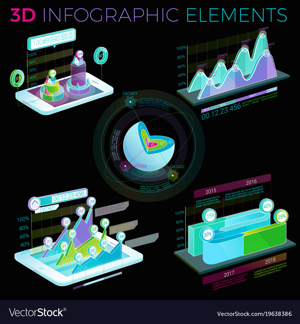 3d infographic elements Royalty Free Vector Image