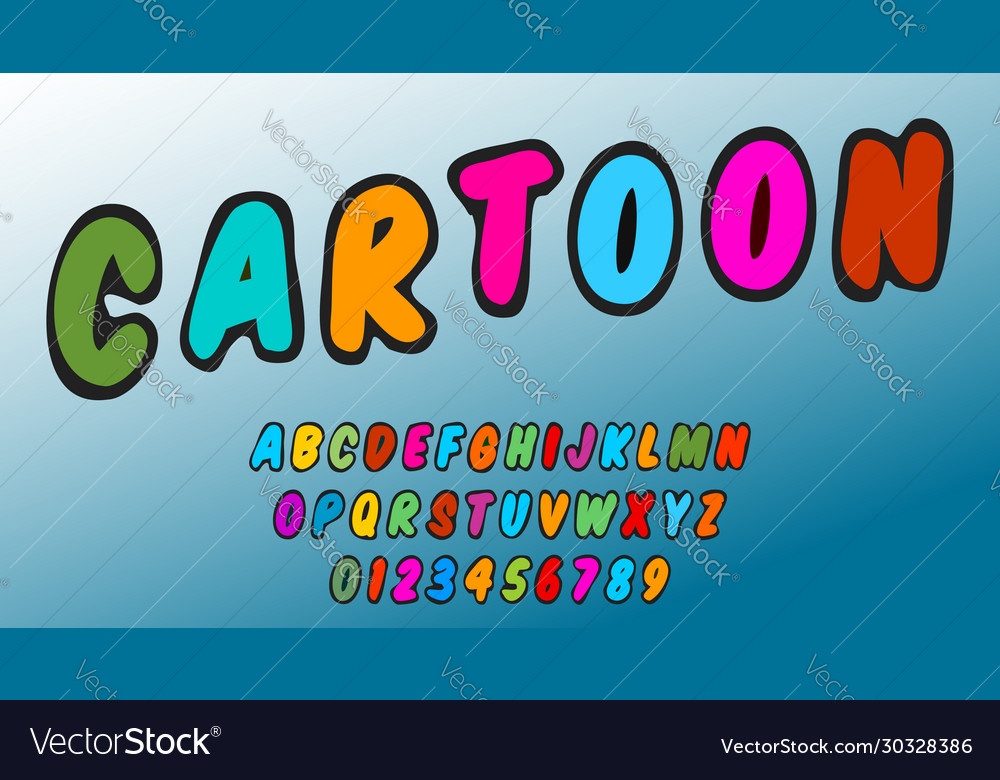 Cartoon alphabet template letters and numbers Vector Image