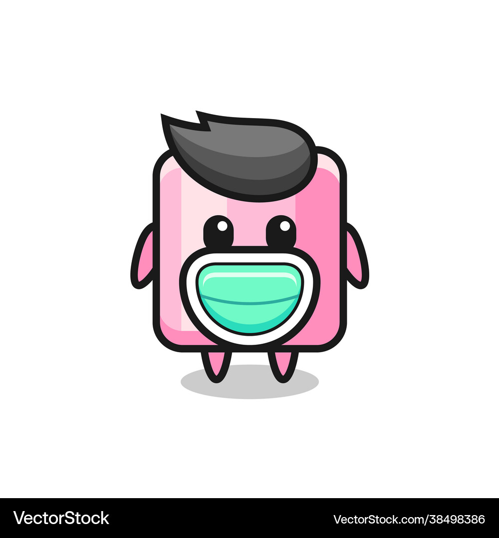 Cute marshmallow cartoon wearing a mask Royalty Free Vector