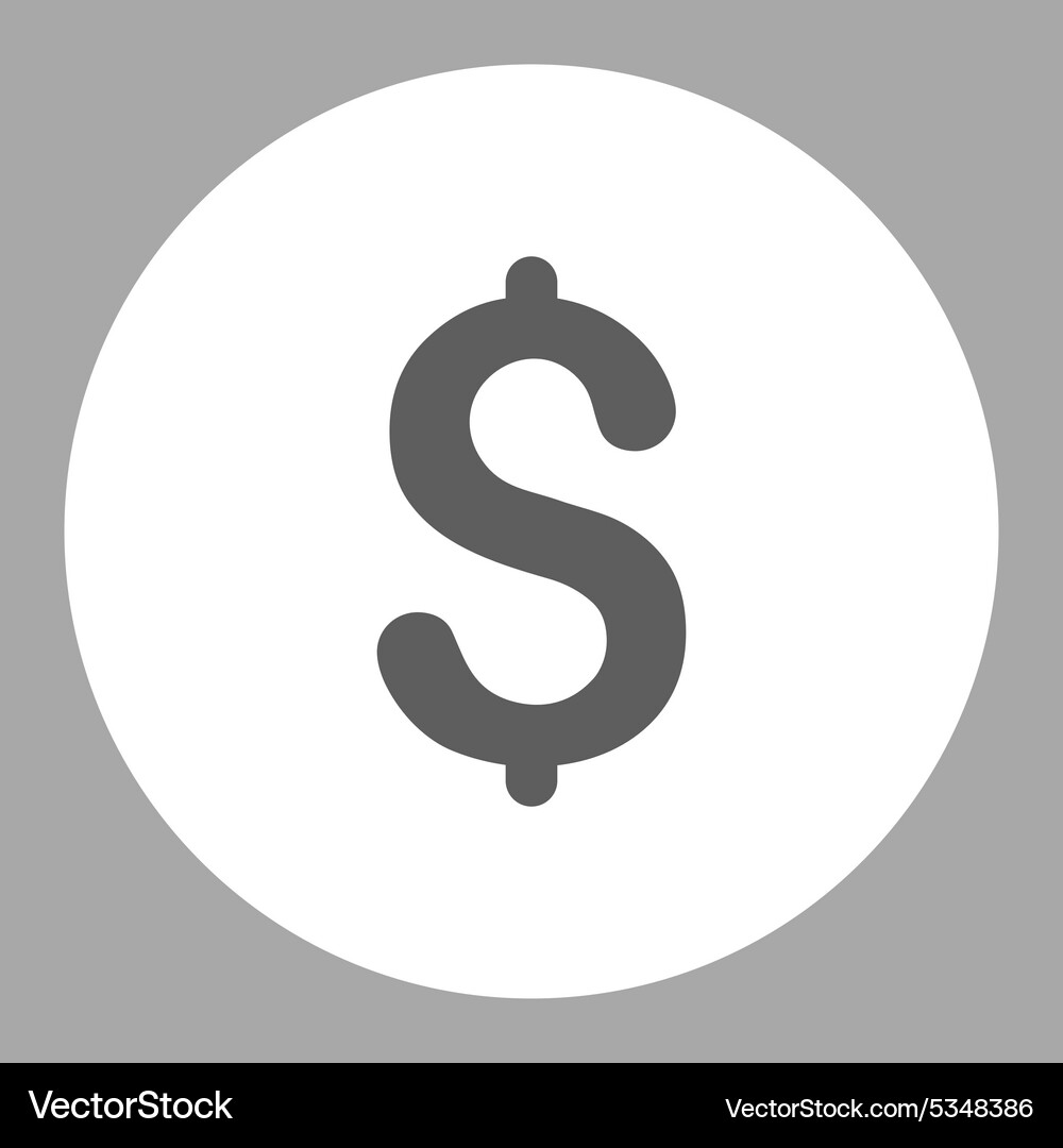 Dollar flat dark gray and white colors round Vector Image
