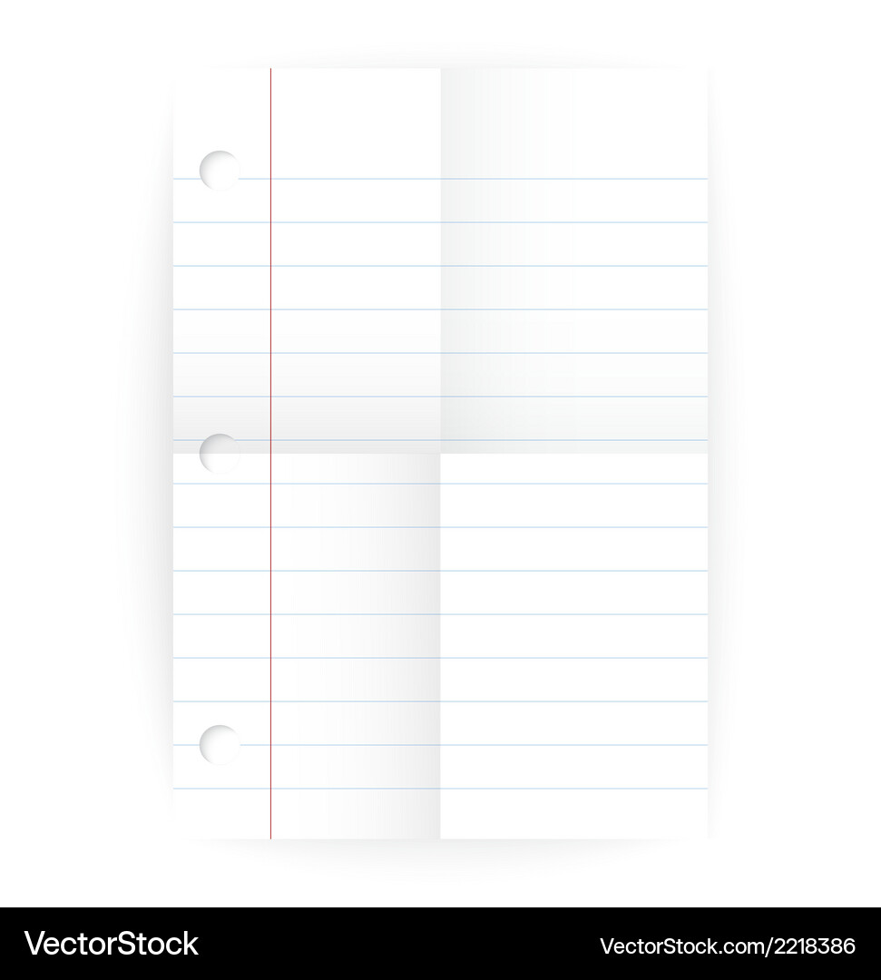 Notepad ruled blank page with folds Royalty Free Vector