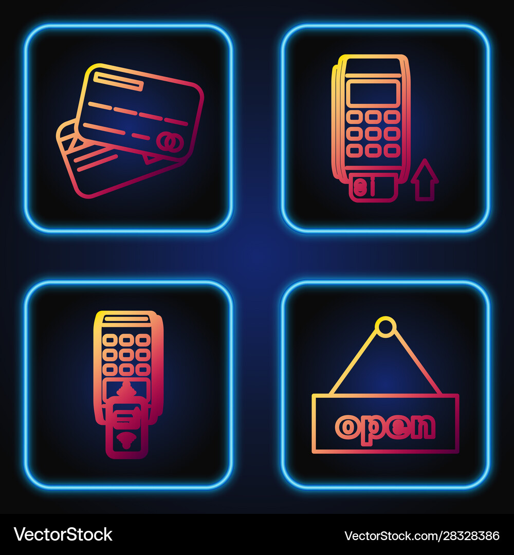 Set line hanging sign with text open door pos Vector Image