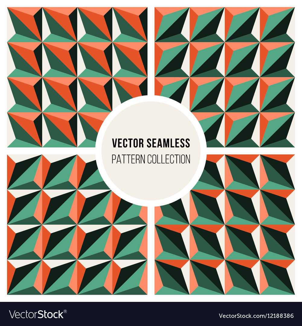 Set of four seamless geometric triangle Royalty Free Vector