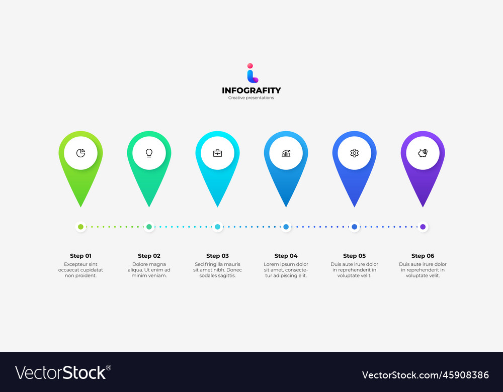Six Elements Placed In Horizontal Row Concept Of Vector Image