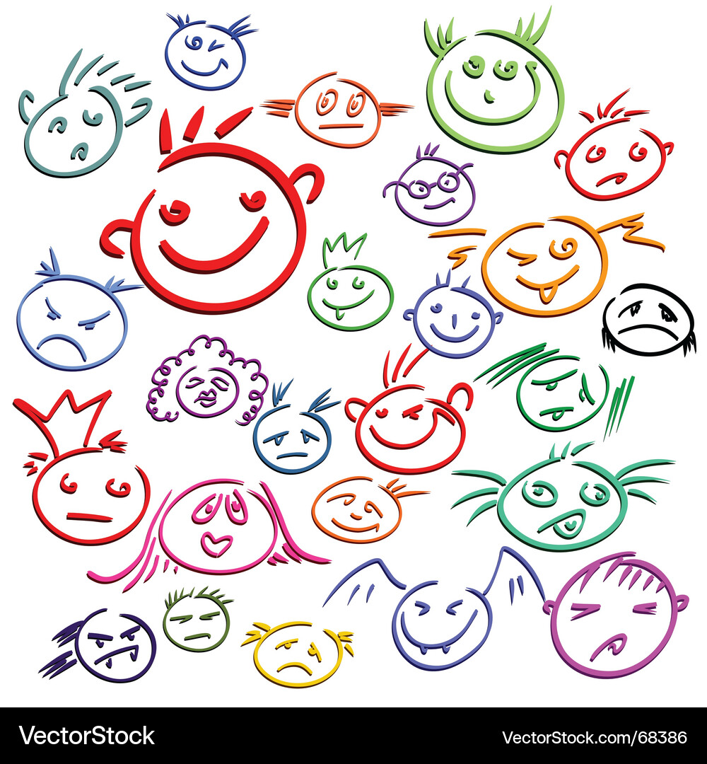 Smiling Faces Collection Royalty Free Vector Image