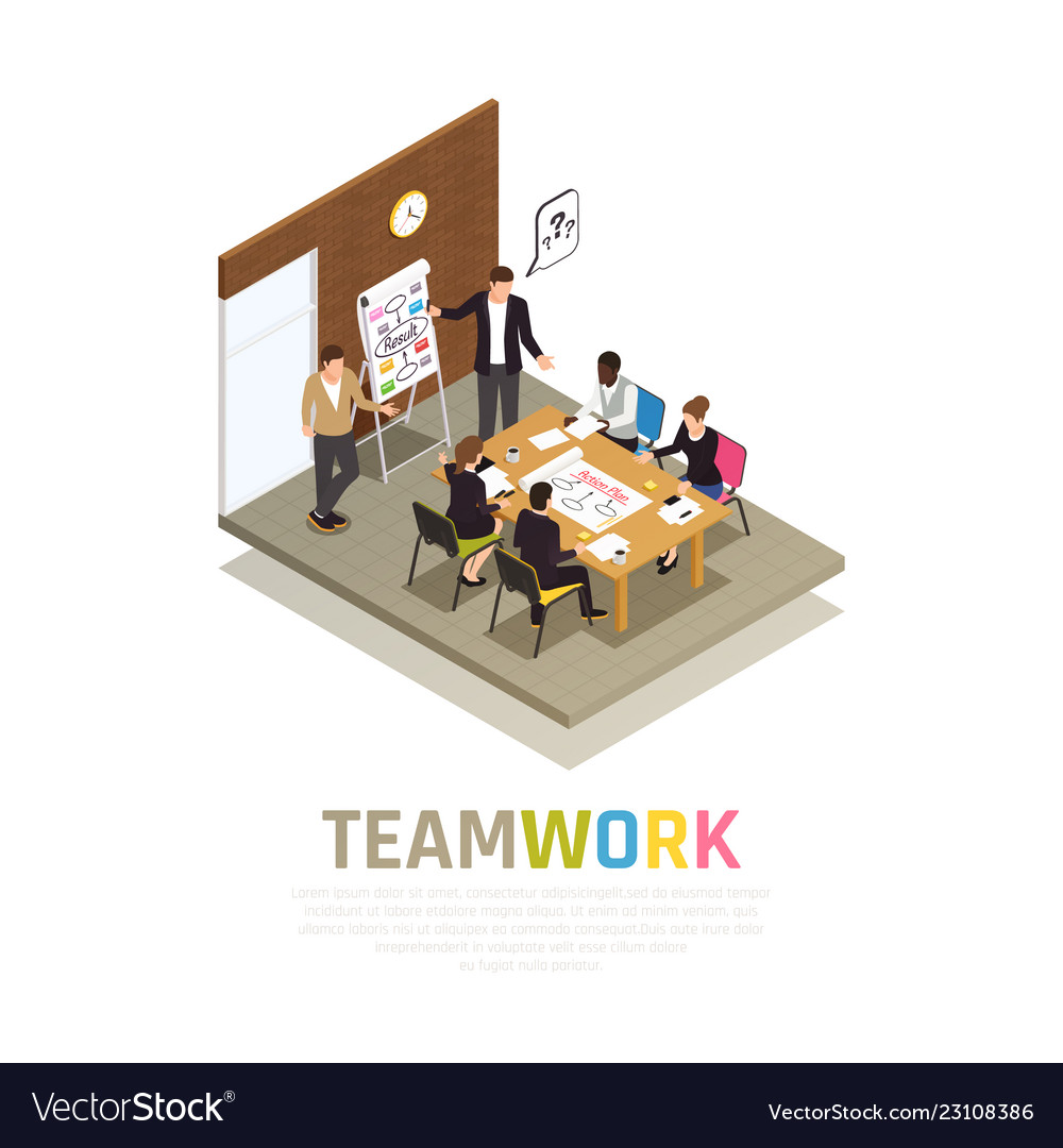 Teamwork collaboration isometric composition Vector Image