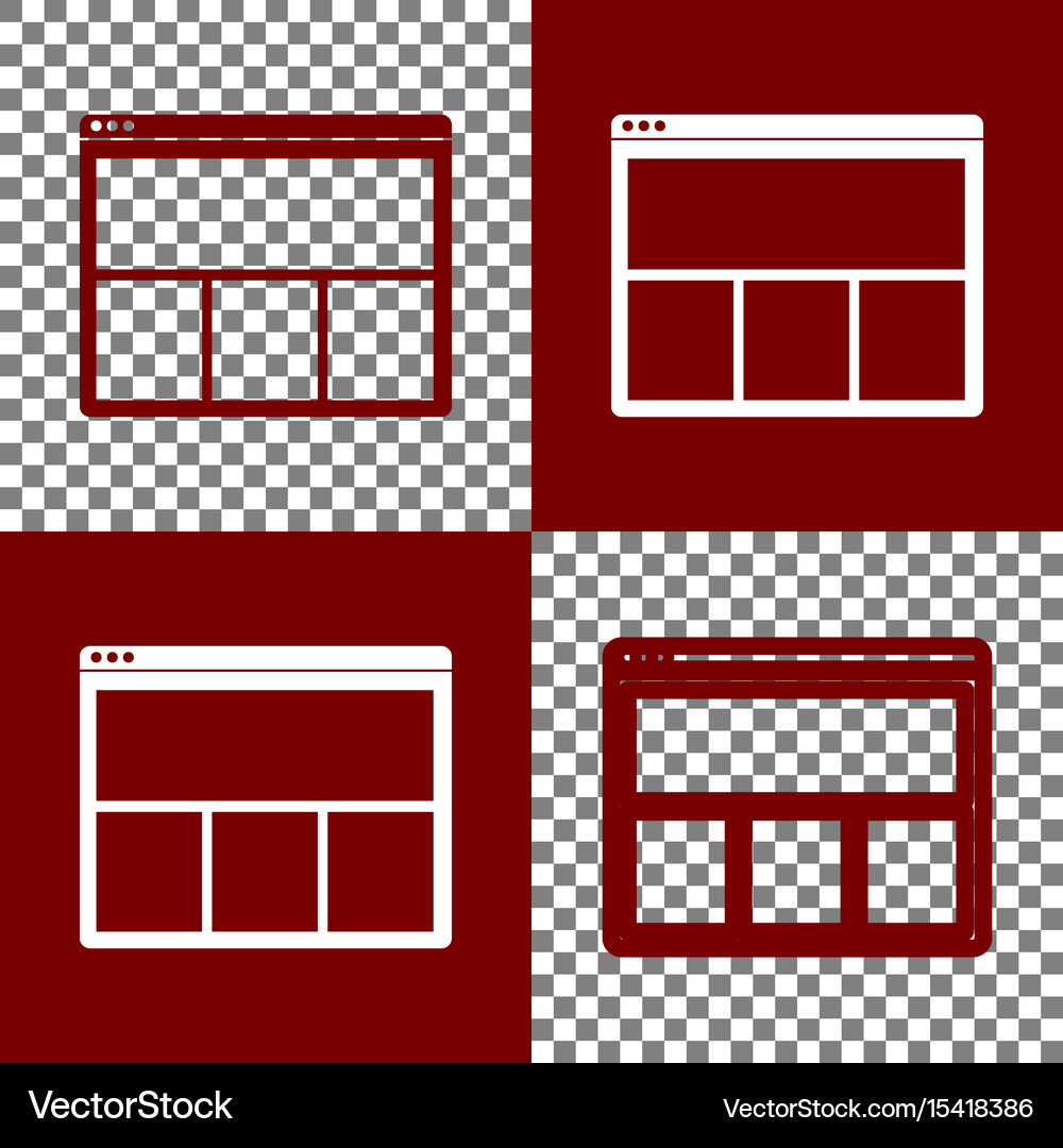 Web window sign bordo and white icons Royalty Free Vector
