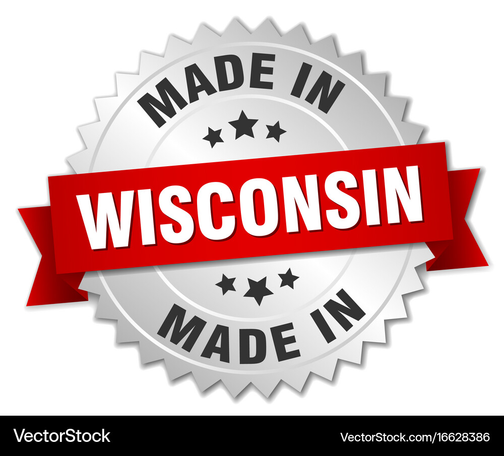 Wisconsin Badge Silver Round Seal Royalty Free Vector Image