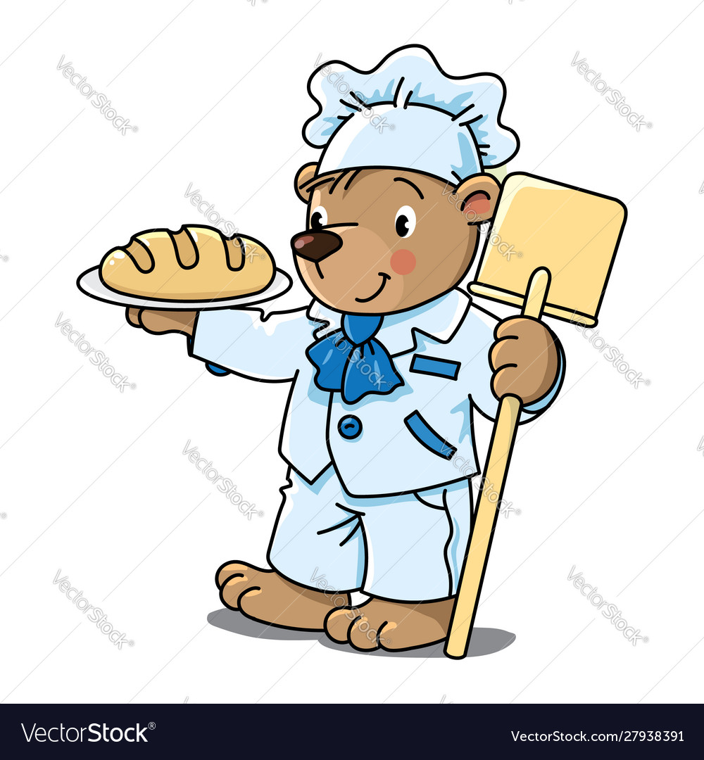 Bear baker animals and professions abc alphabet b Vector Image