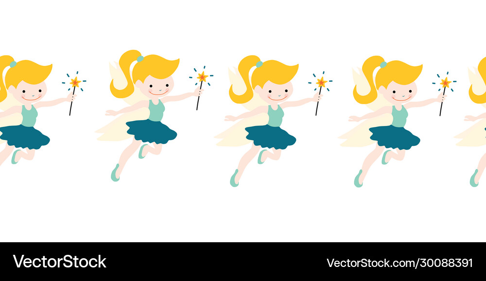 Fairy seamless border cute fairies Royalty Free Vector Image