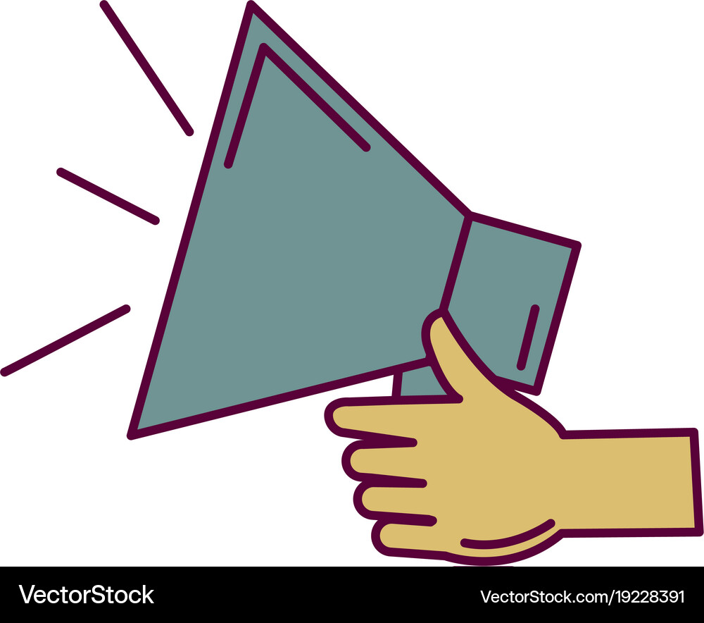 Hand with megaphone sound isolated icon Royalty Free Vector