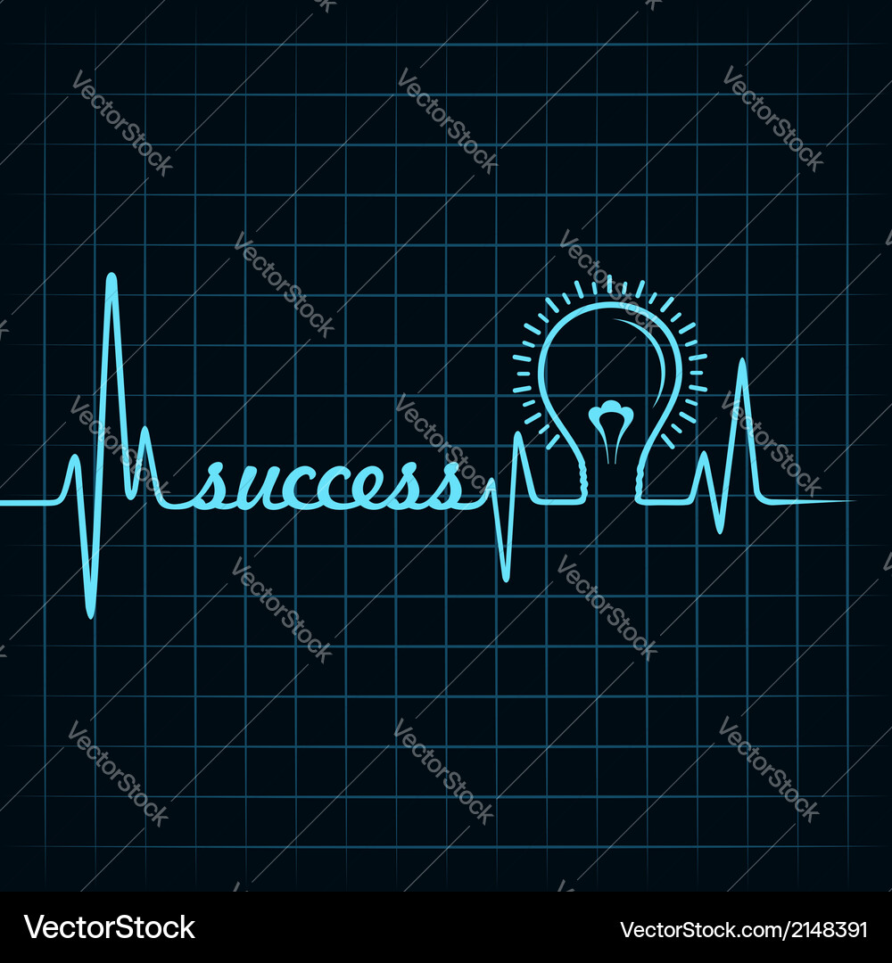 Heartbeat make success word and light-bulb Vector Image