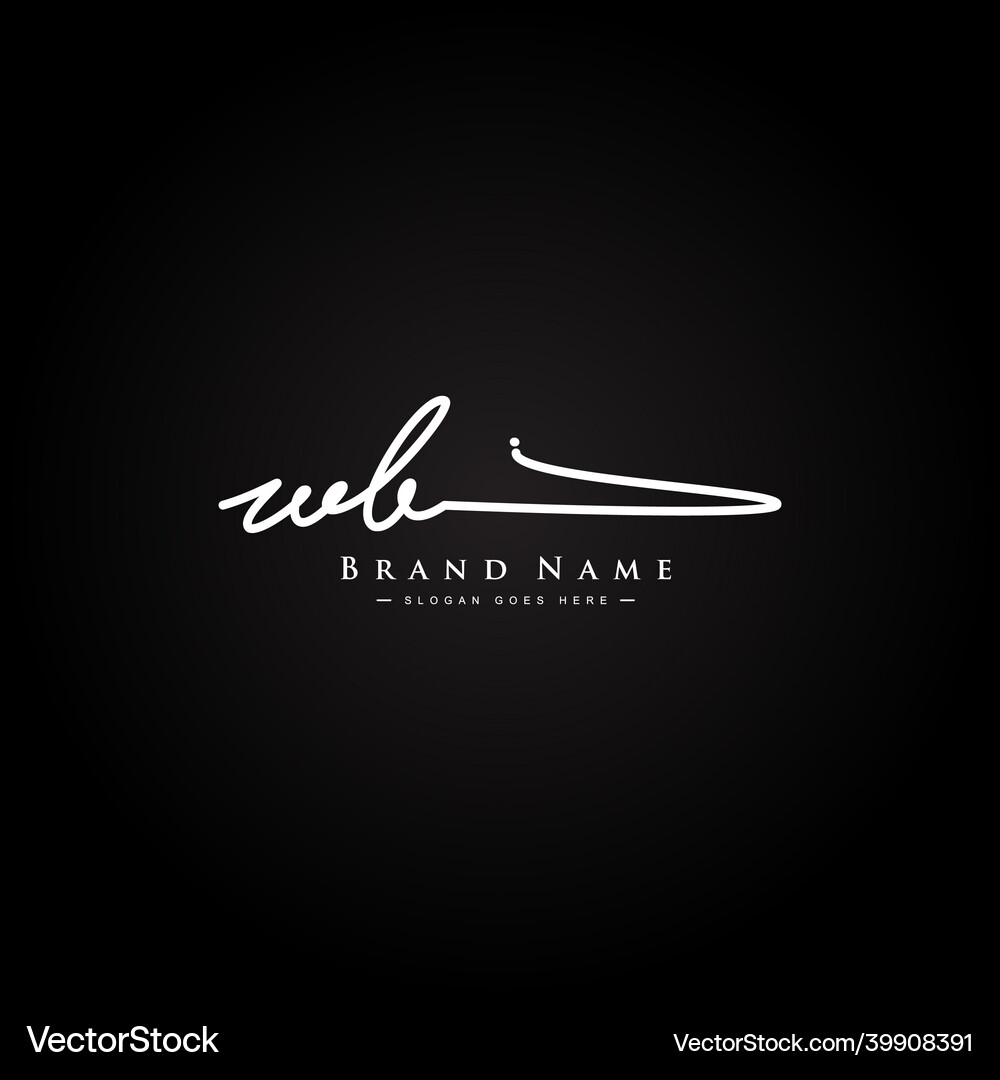 Initial letter wb logo - hand drawn signature Vector Image
