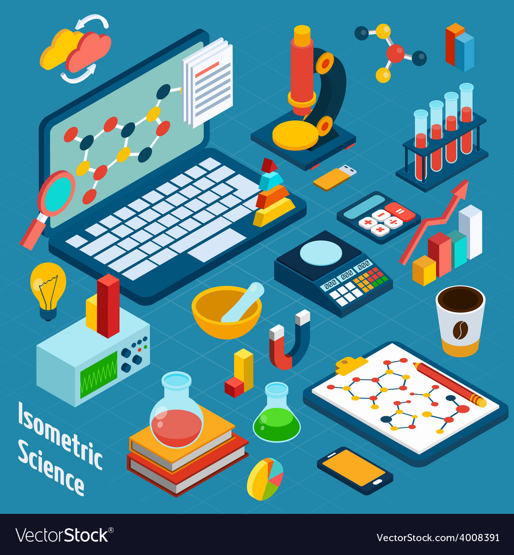 Isometric Science Workplace Royalty Free Vector Image