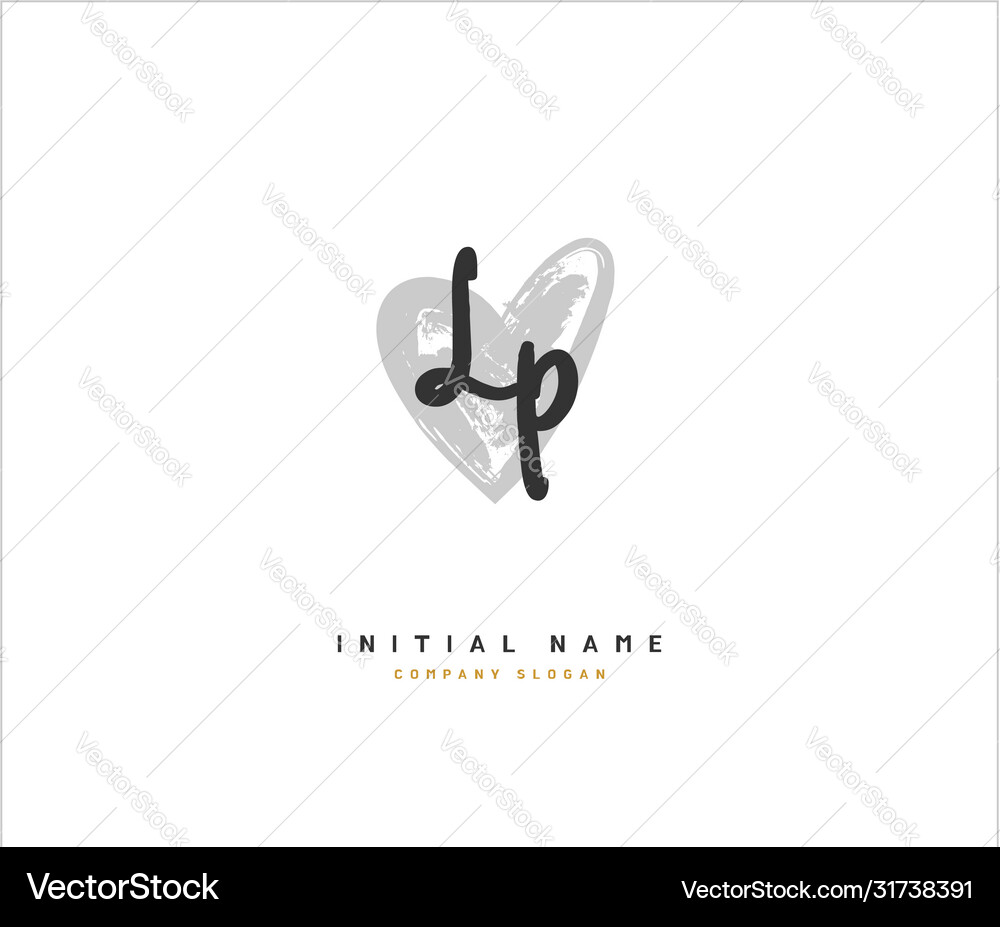 L p lp beauty initial logo handwriting logo Vector Image