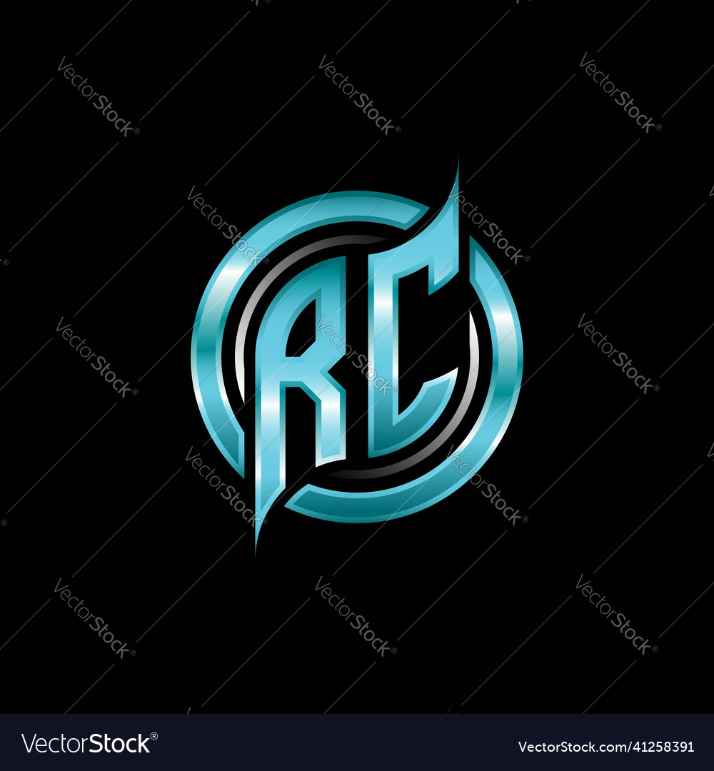 Rc initial monogram logo circle rounded Royalty Free Vector
