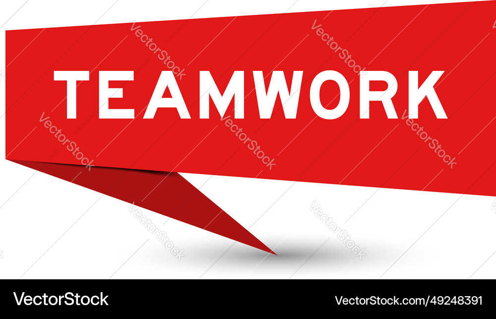 Red color speech banner with word teamwork Vector Image