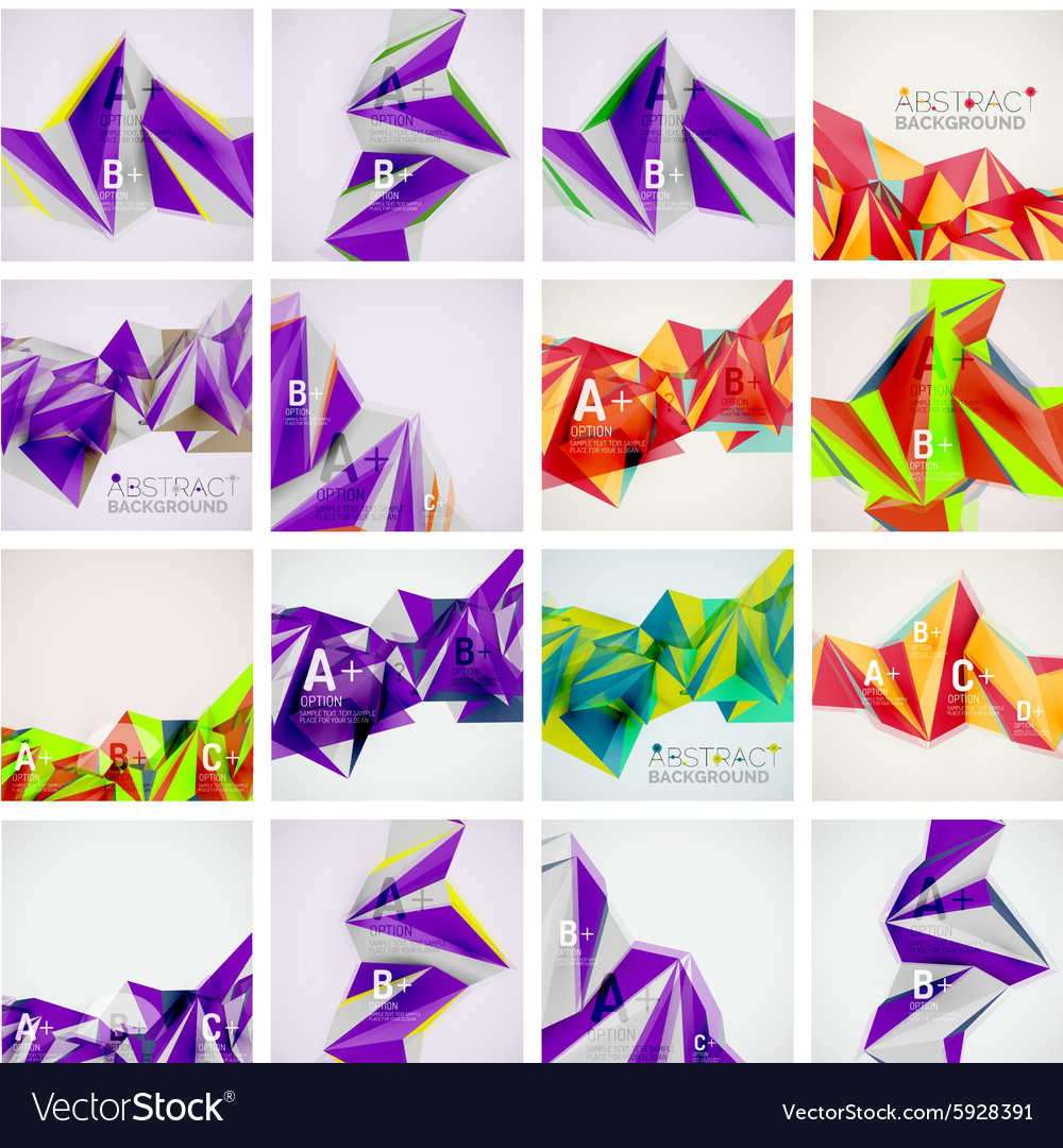 Set of triangle geometric 3d forms modern info Vector Image