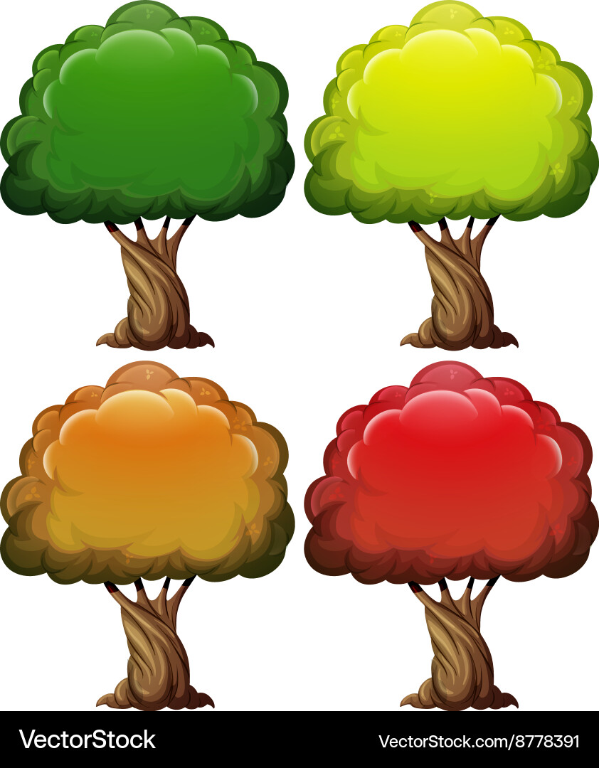 Tree with color leaves in four seasons Royalty Free Vector