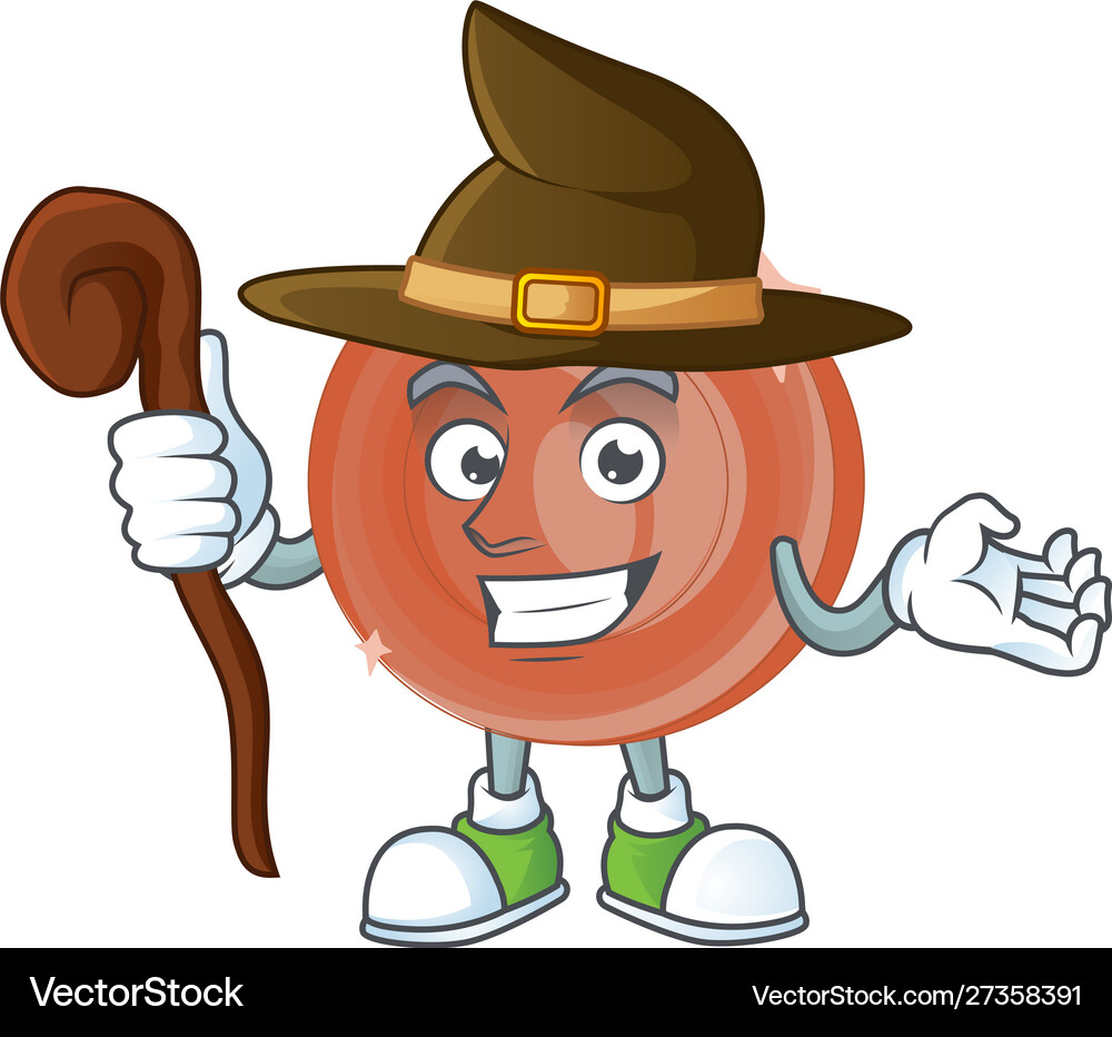 Witch bronze coin cartoon on white background Vector Image