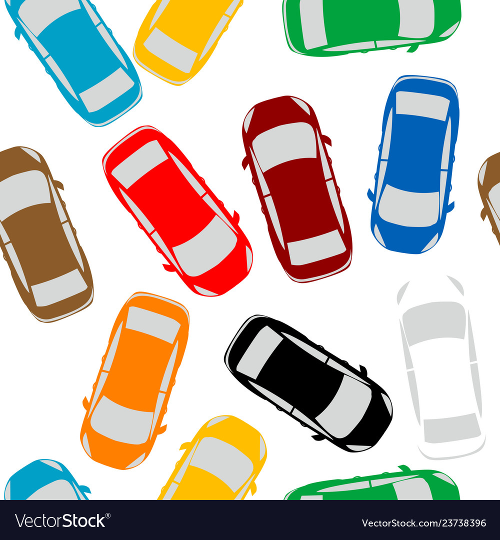 Aerial view parking with lots of multicolored cars