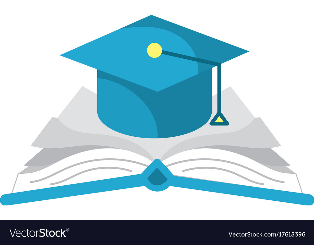Cap graduation over open book Royalty Free Vector Image