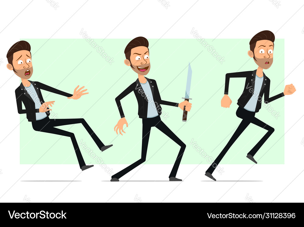 Cartoon rock and roll boy character set Royalty Free Vector