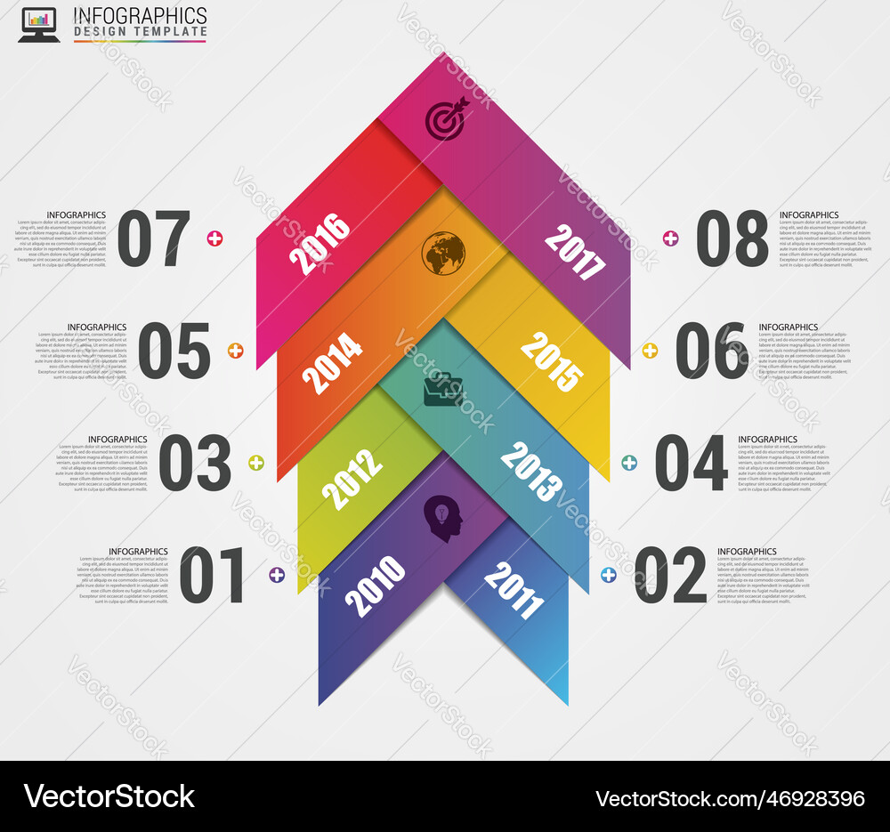 Colorful abstract timeline infographics arrow Vector Image