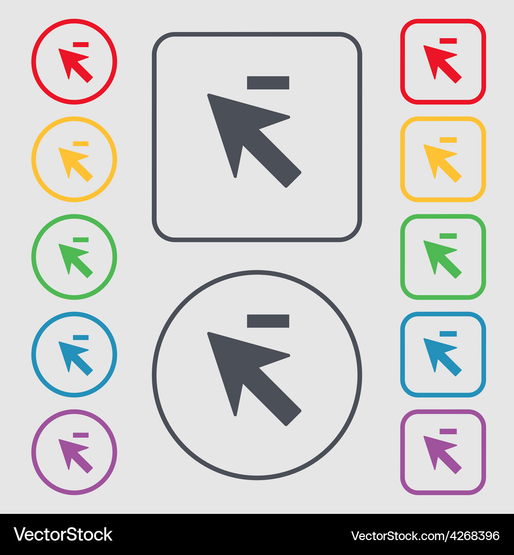 Cursor arrow minus icon sign symbol on round Vector Image