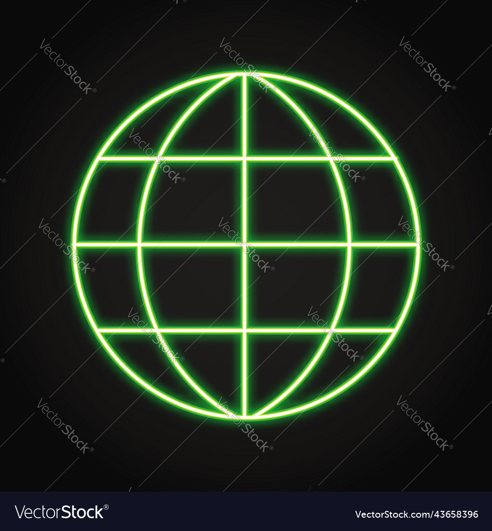 Earth globe neon icon in line style Royalty Free Vector