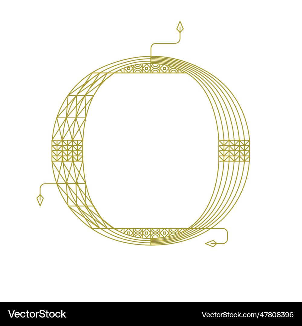 Gold o artdeco letter Royalty Free Vector Image