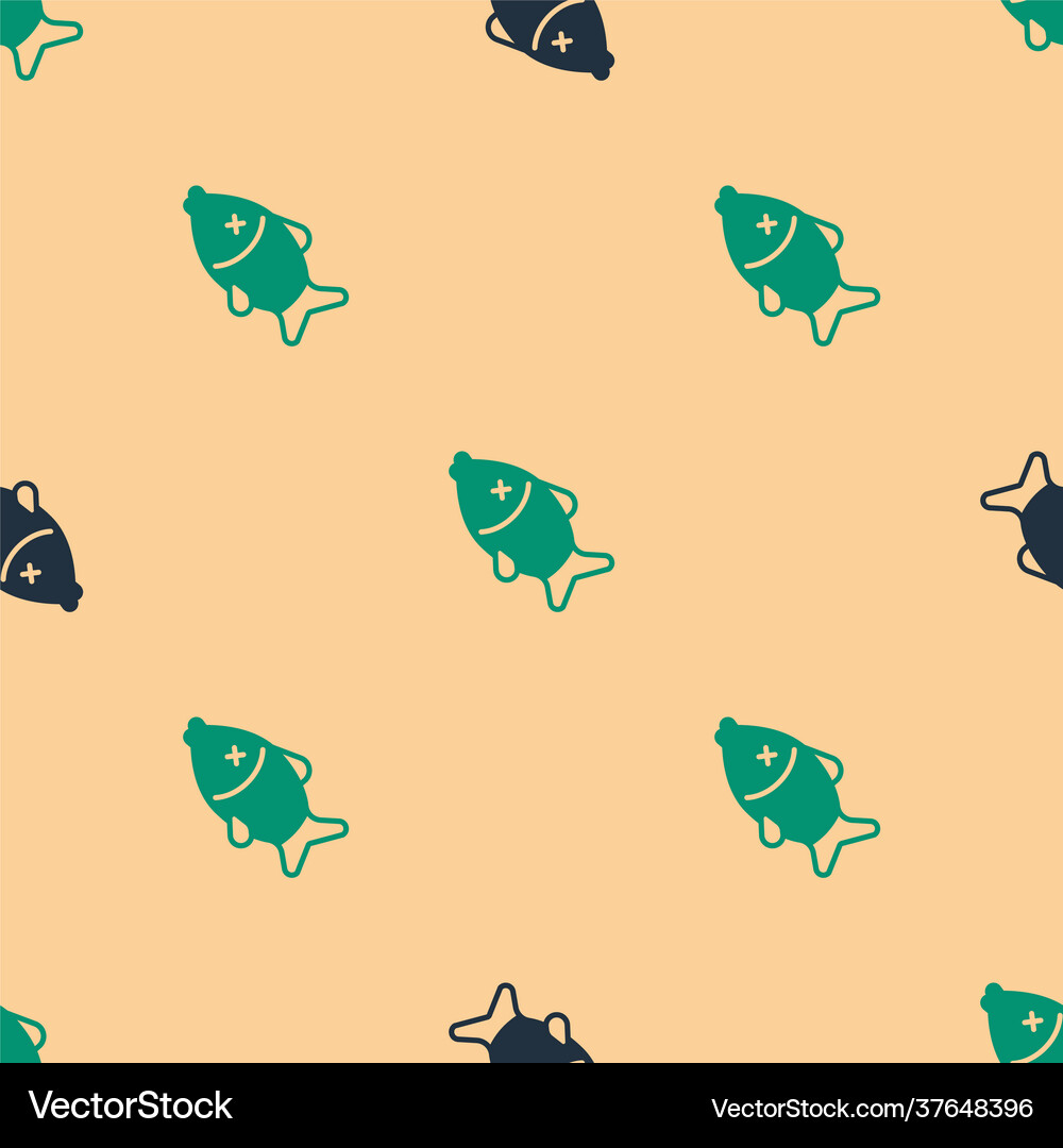 Green and black dead fish icon isolated seamless Vector Image