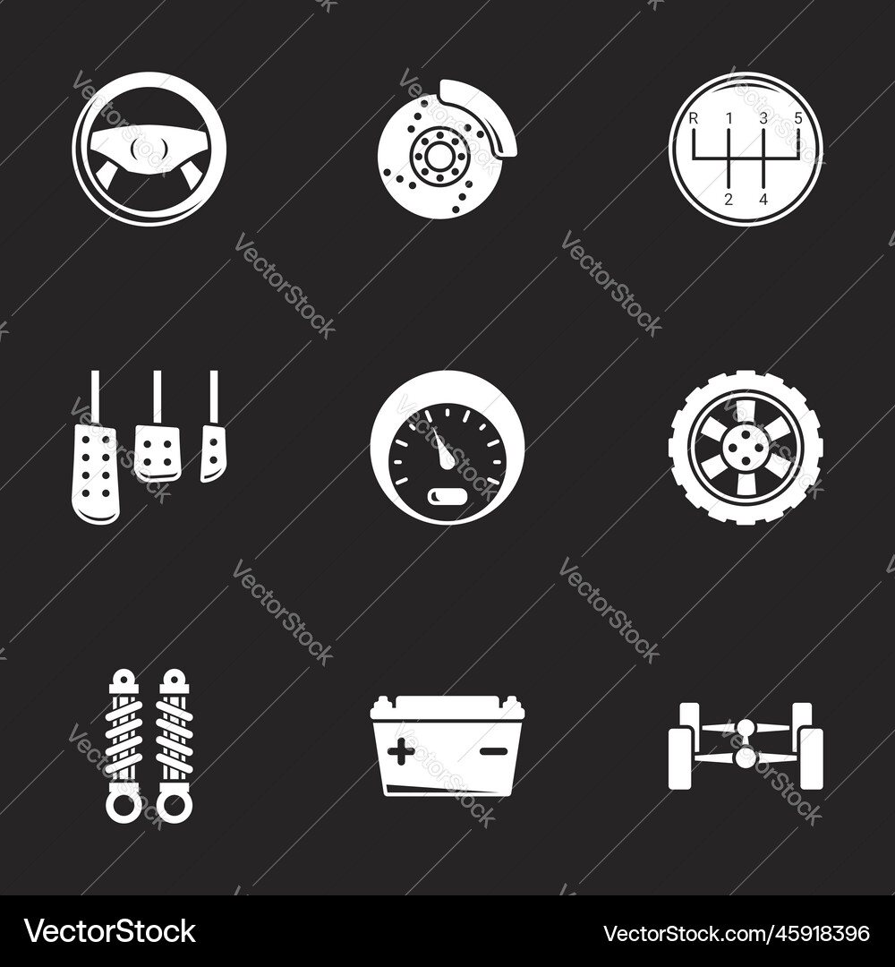 Icons for theme car details black background Vector Image