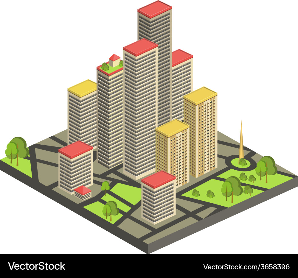 Isometric city Royalty Free Vector Image - VectorStock