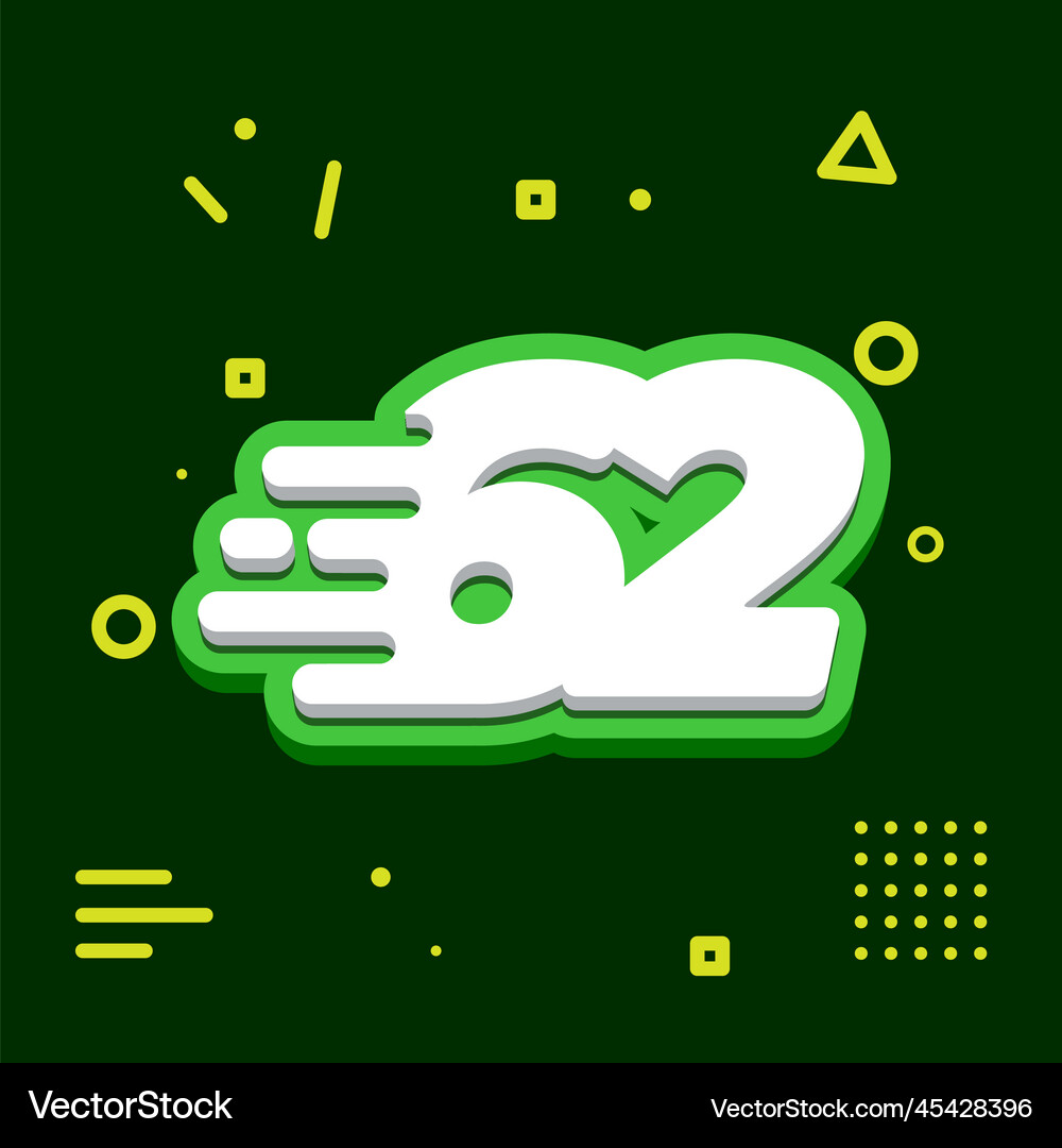 Number 62 3d speed modern icon Royalty Free Vector Image